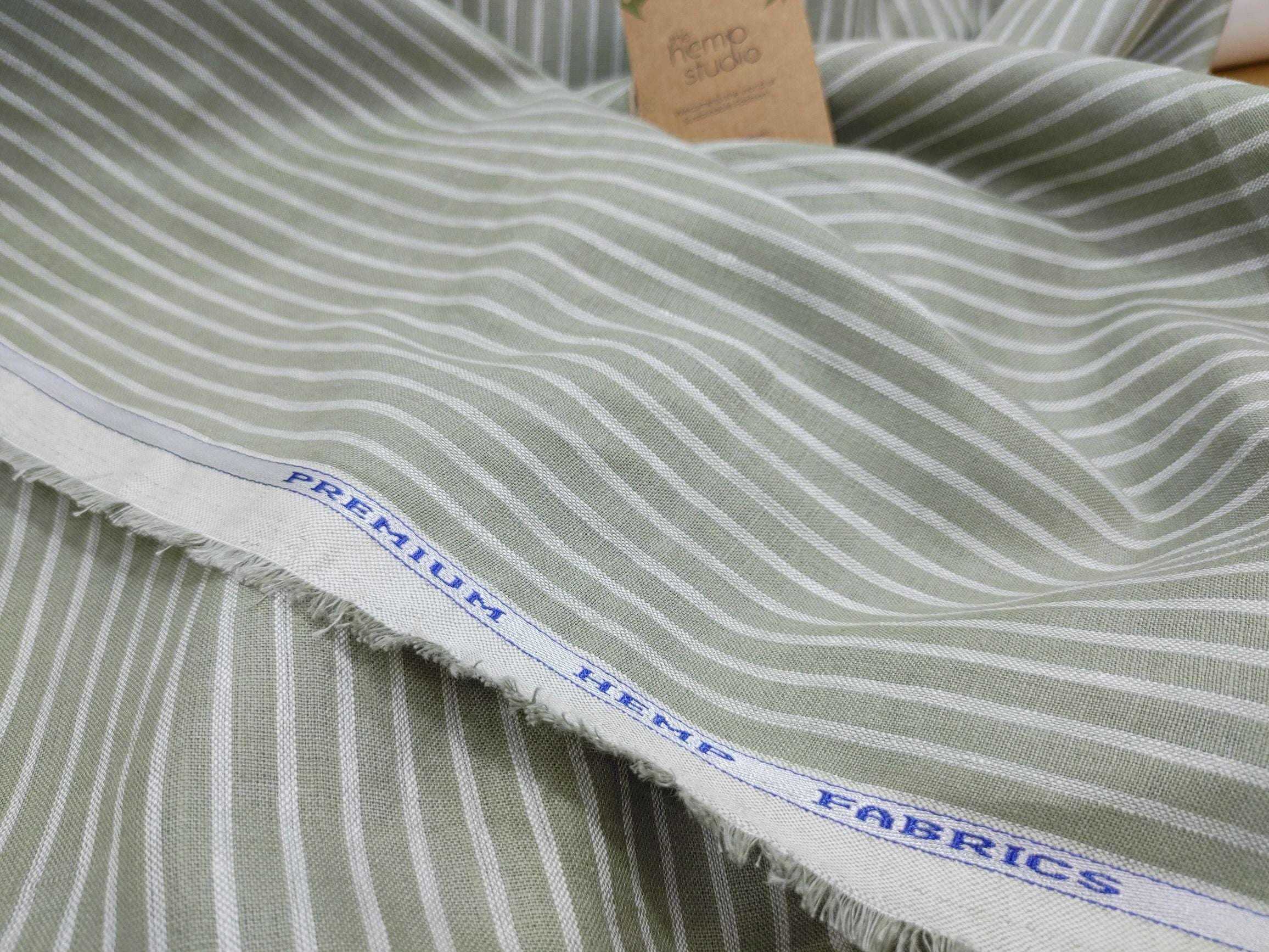 Buy Canhamo Stripe – Olive |Hemp Stripes Fabric| The Hemp Studio