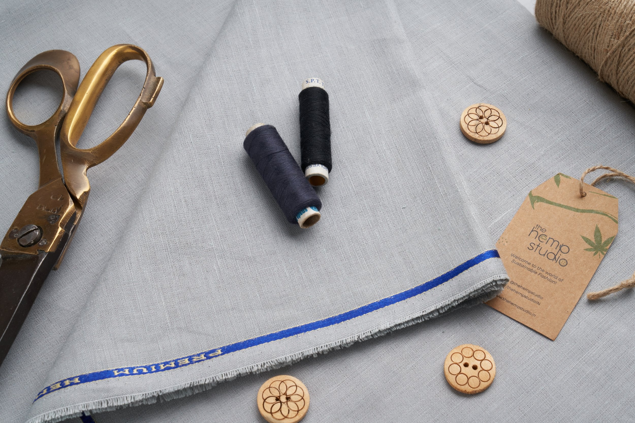 Buy Kaycha - English Grey | Piece Dyed Fabric - The Hemp Studio